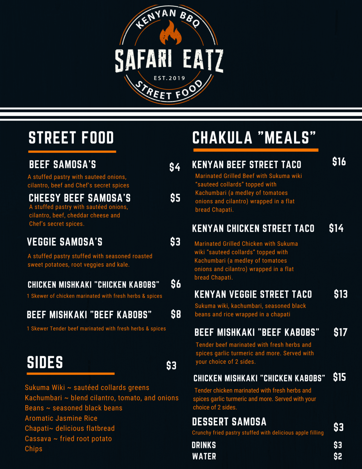 Food Truck Menu – Safari Eatz